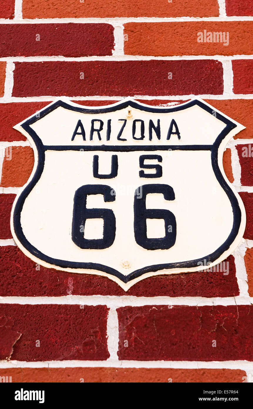 Highway sign on historic Route 66, Seligman, Arizona USA Stock Photo ...