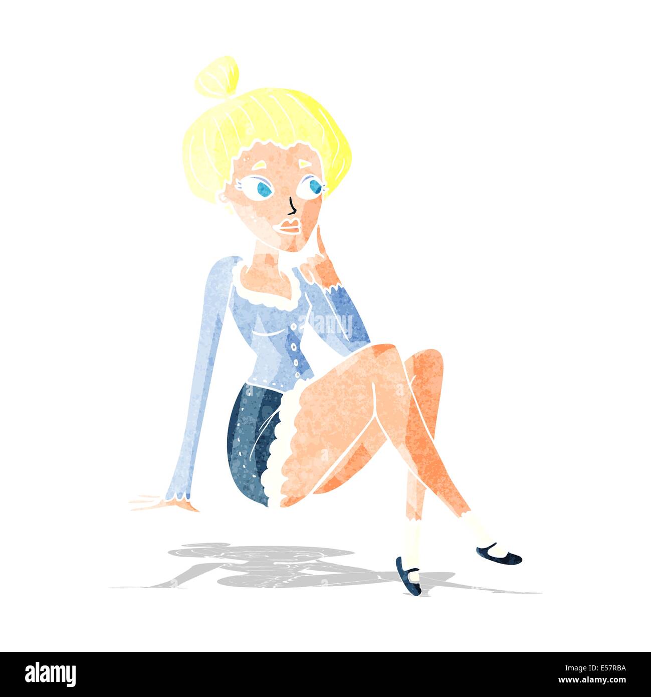 cartoon attractive woman sitting thinking Stock Vector Image & Art - Alamy