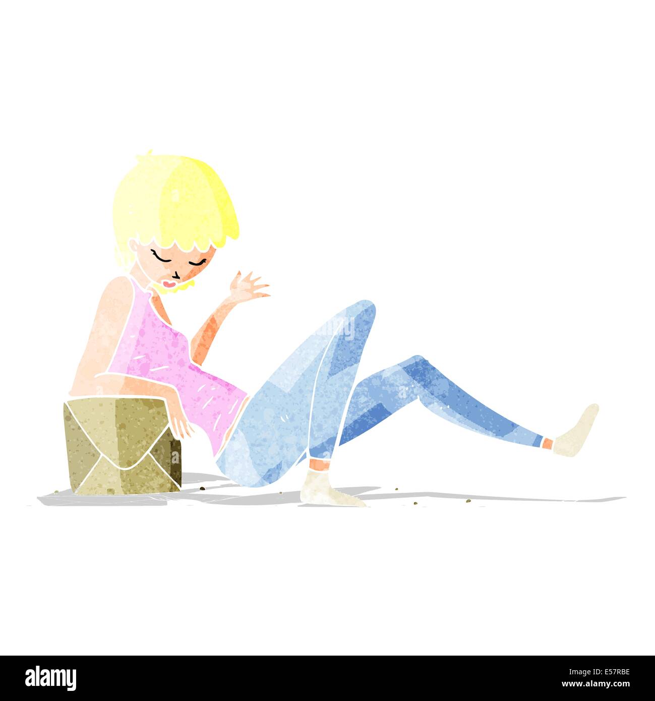 Cartoon illustration woman leaning on Stock Vector Images - Alamy