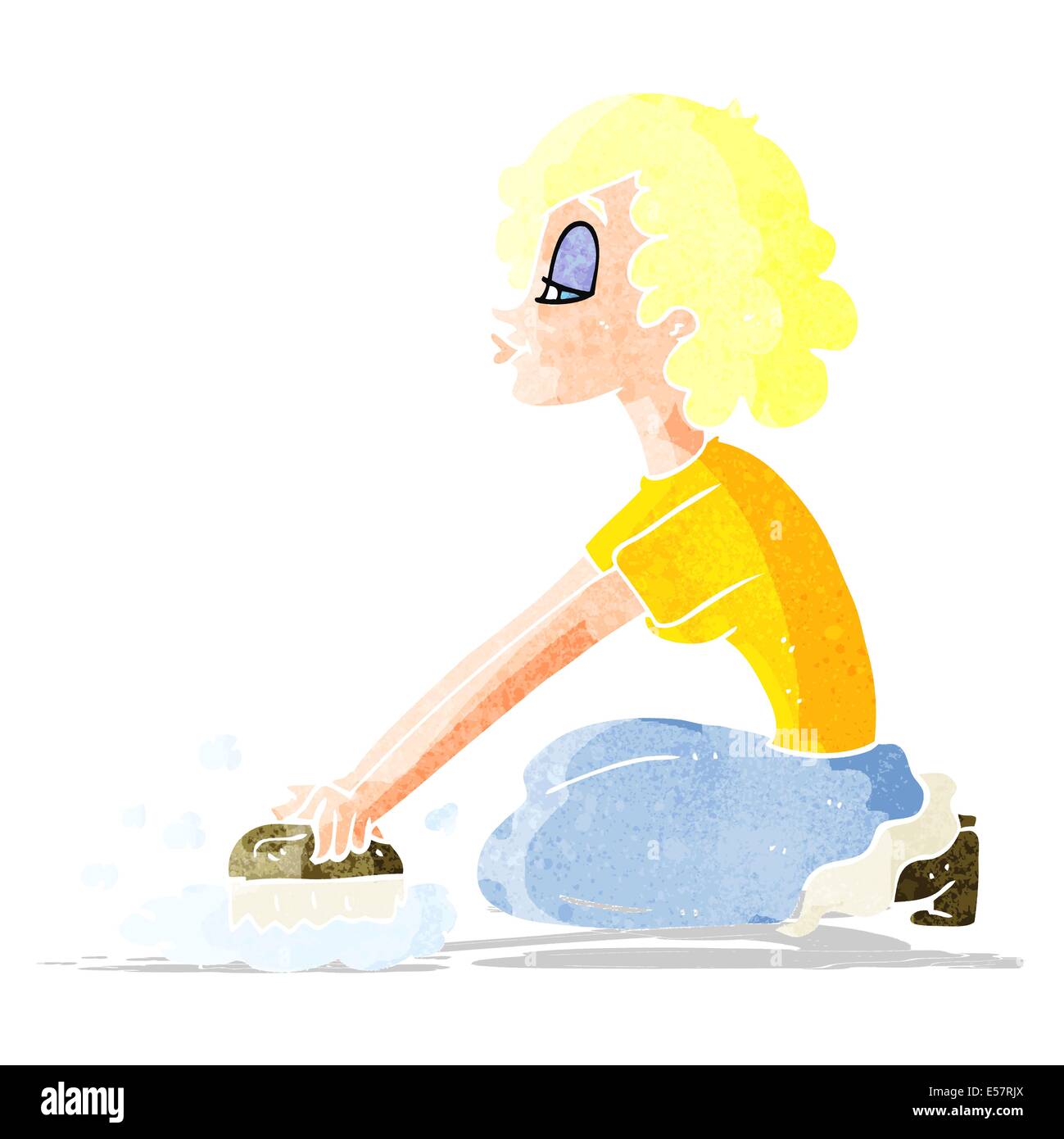 Woman cleaning floor retro Stock Vector Images - Alamy