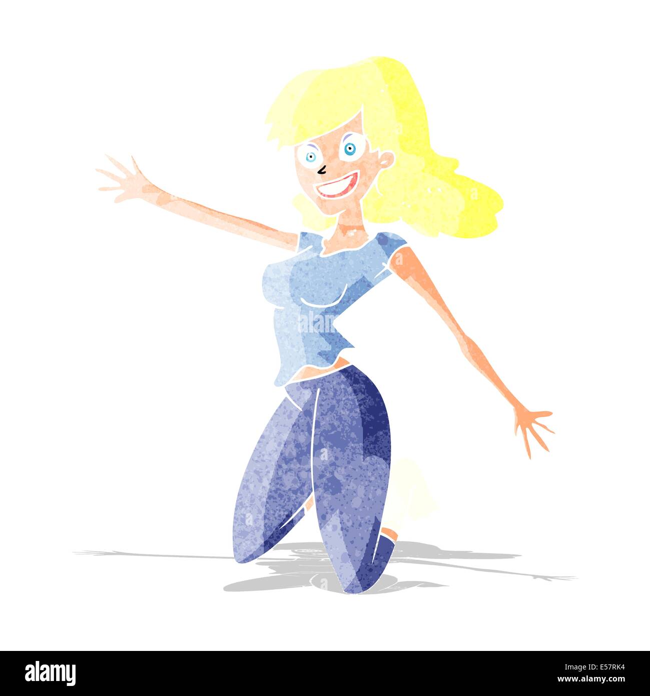 cartoon jumping woman Stock Vector Image & Art - Alamy