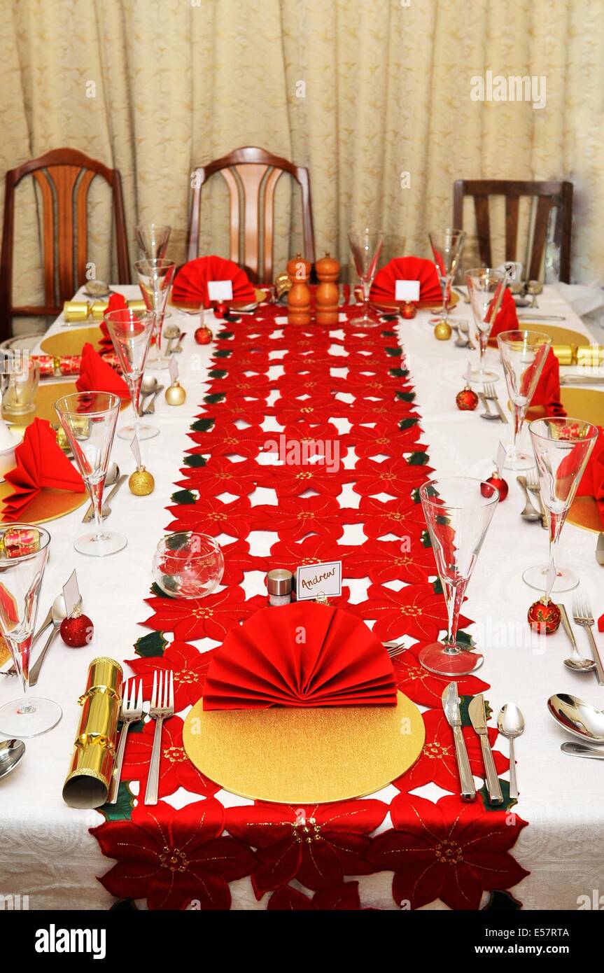 Dining Table all set for Celebration Meal Stock Photo - Alamy