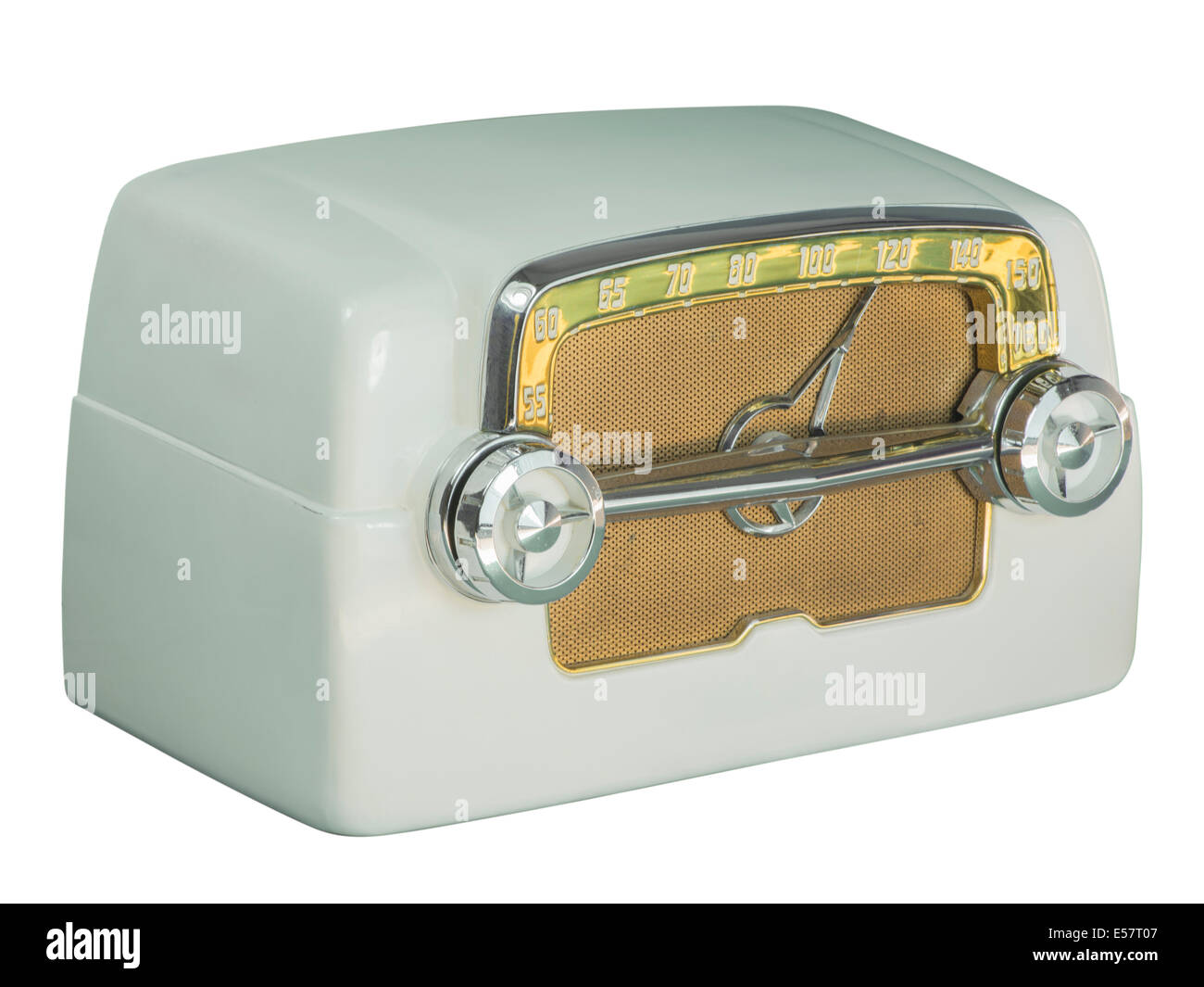Antique bakelite tube radio, isolated over white, clipping paths ...