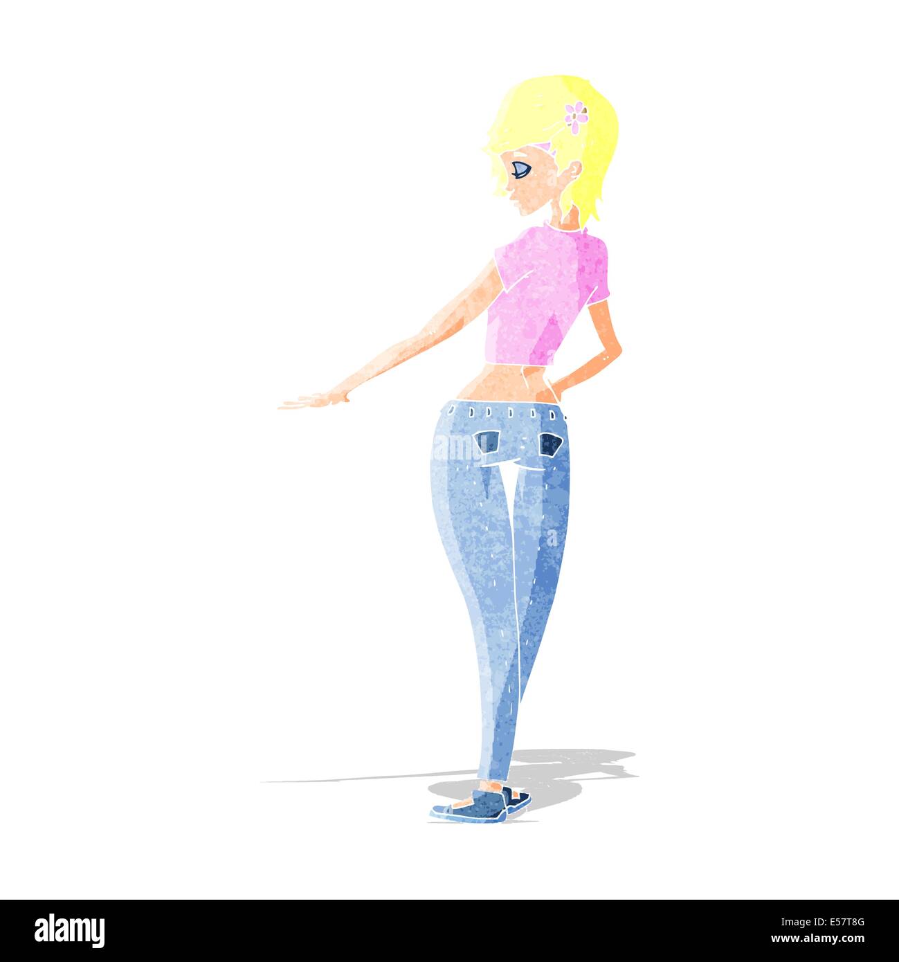 cartoon pretty girl in jeans and tee Stock Vector Image & Art - Alamy