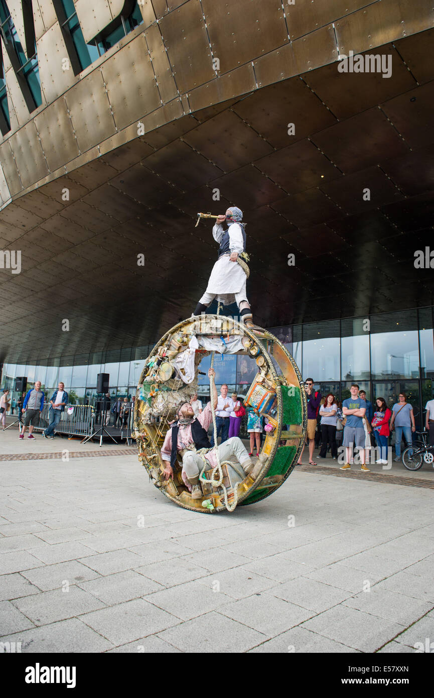 Circus performers Acrojou performing The Wheel House at Blysh Festival ...