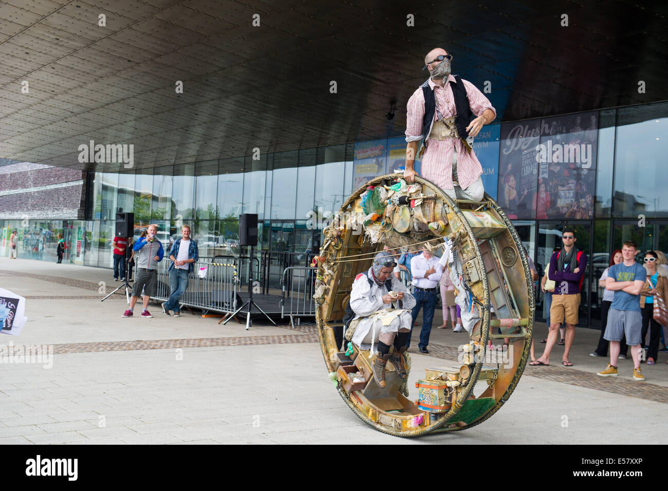 Circus performers Acrojou performing The Wheel House at Blysh Festival ...