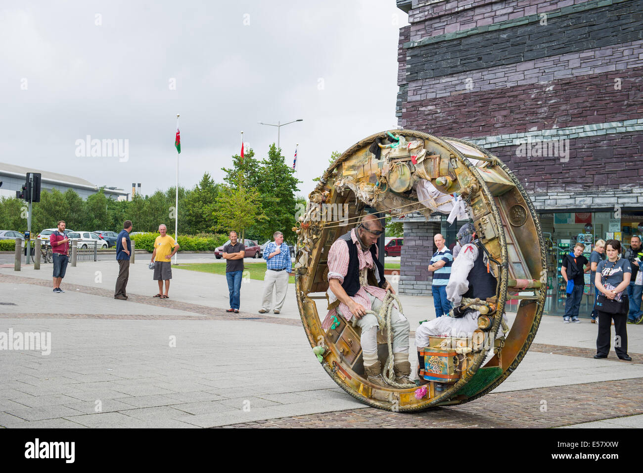 Circus performers Acrojou performing The Wheel House at Blysh Festival ...