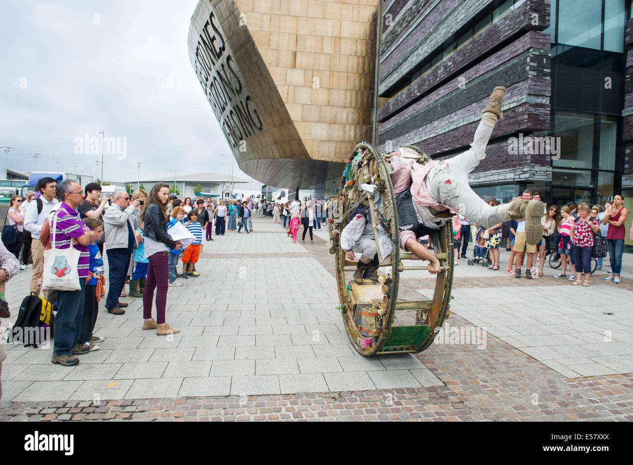 Circus performers Acrojou performing The Wheel House at Blysh Festival ...
