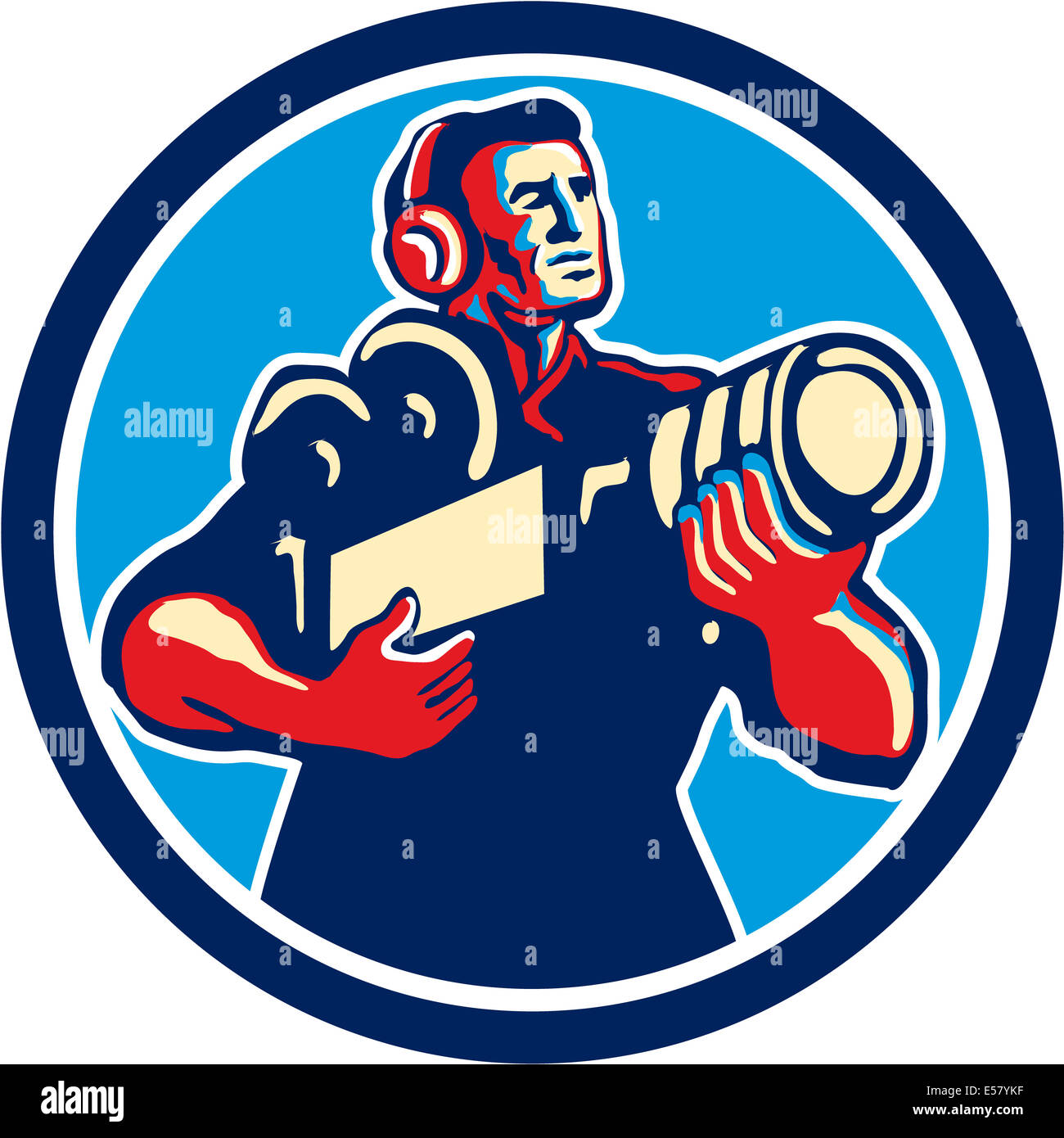 Illustration of a cameraman soundman movie director with headphones ...