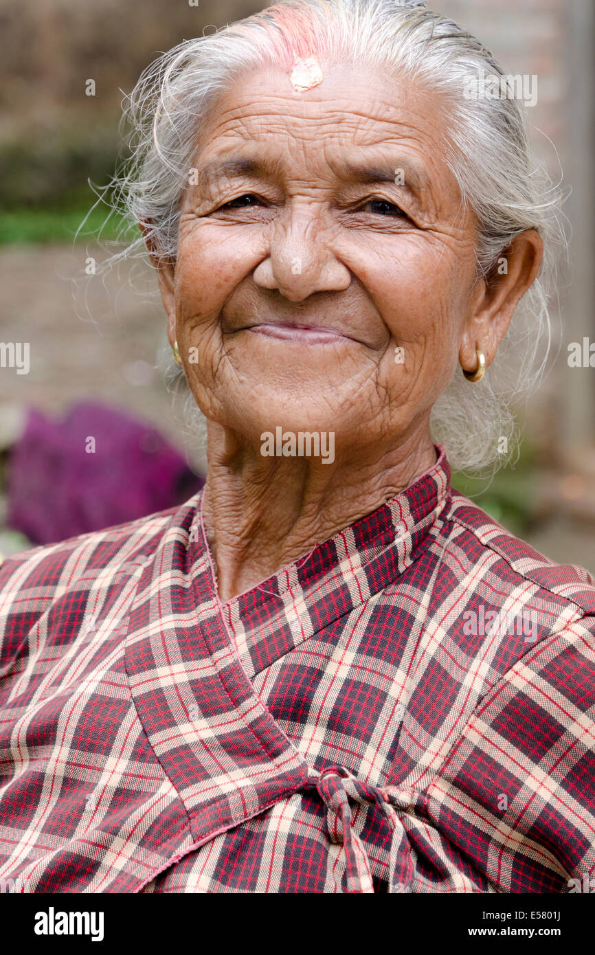 Happy Newar Woman Stock Photo - Alamy