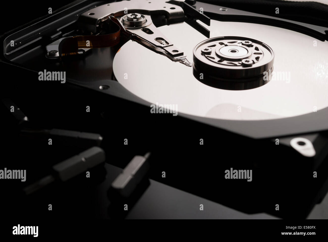 Hard drive or hard disc on black reflect background Stock Photo - Alamy