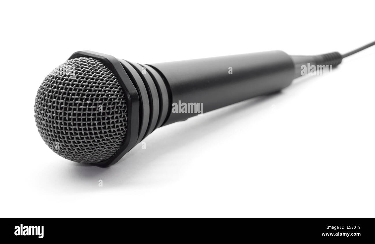 Plugged black microphone Stock Photo - Alamy