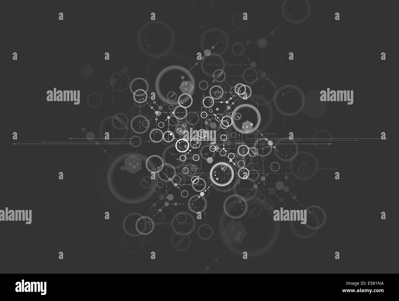 Industrial technology concept communication network Black and White ...