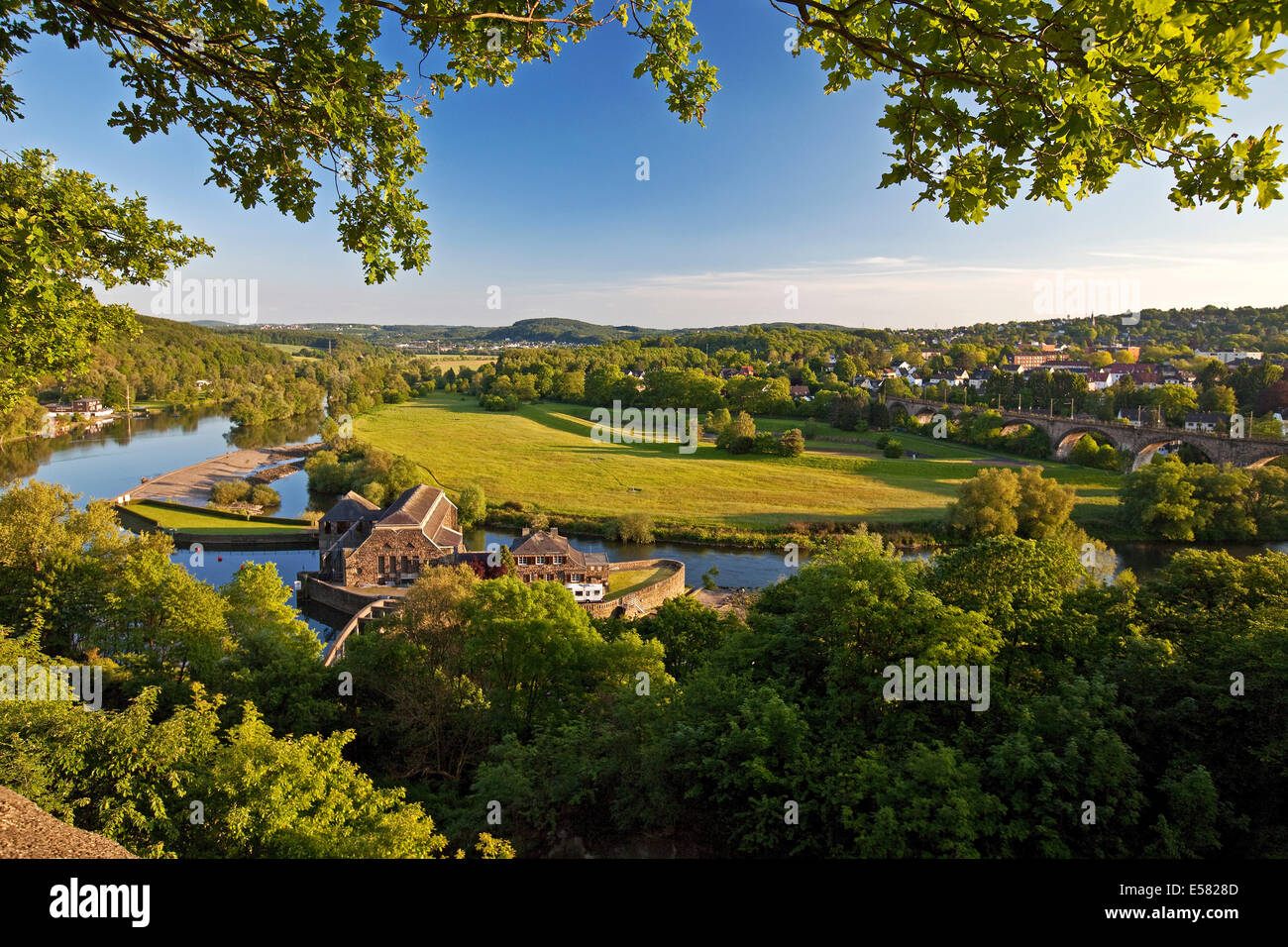 The Ruhr valley with the Hohenstein Power Plant and the Ruhr river ...