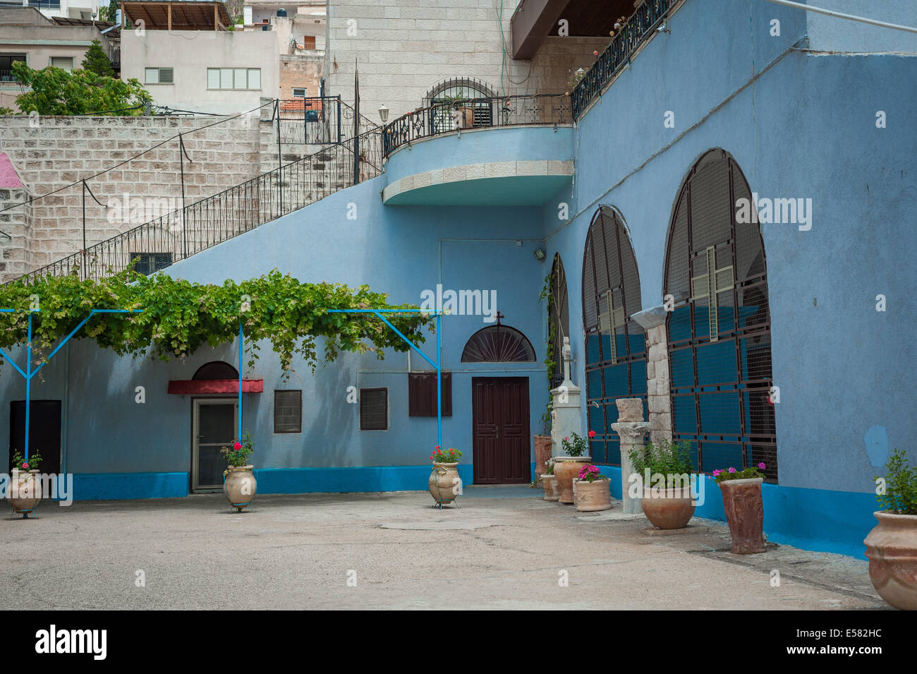 The open yard inside the Greek Orthodox Metropolite Church in Nazareth ...