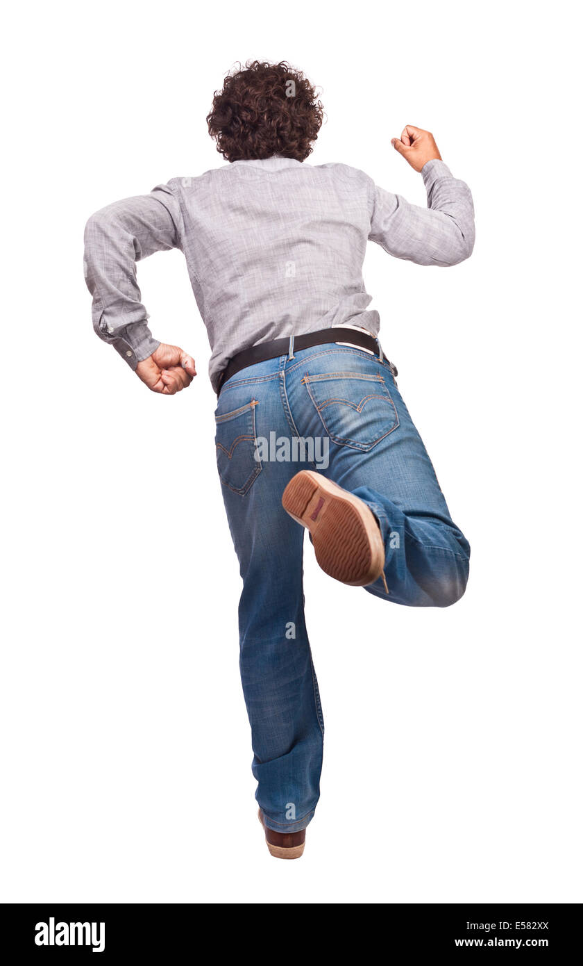 running man isolated on white background Stock Photo - Alamy