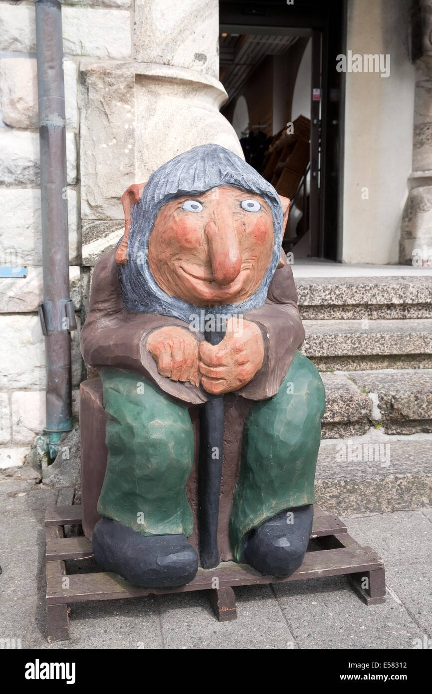 Norwegian Troll statue outside a building in Alesund Norway Stock Photo ...