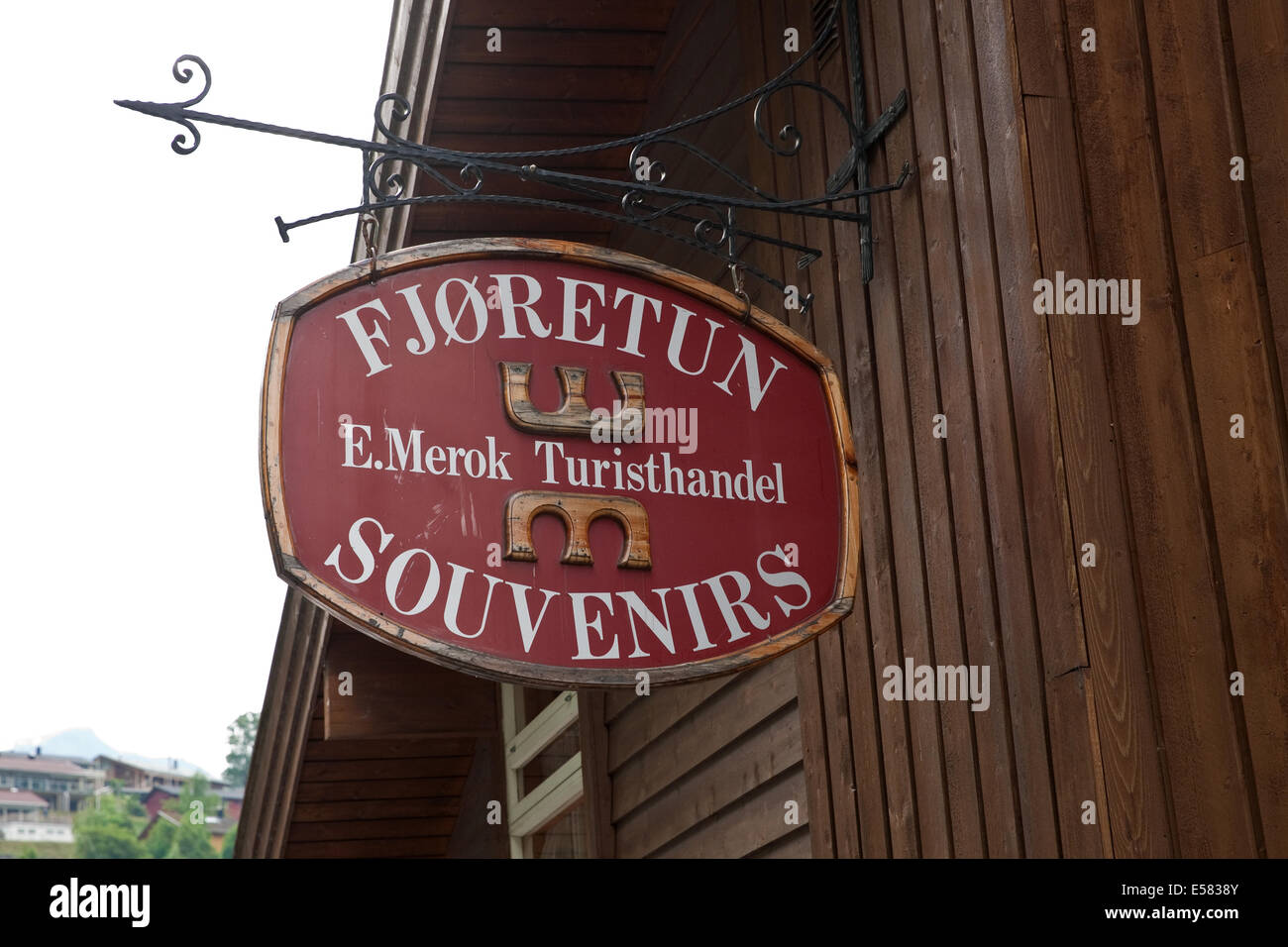 Fjoretun Souvenirs sign in Geiranger Norway Stock Photo - Alamy