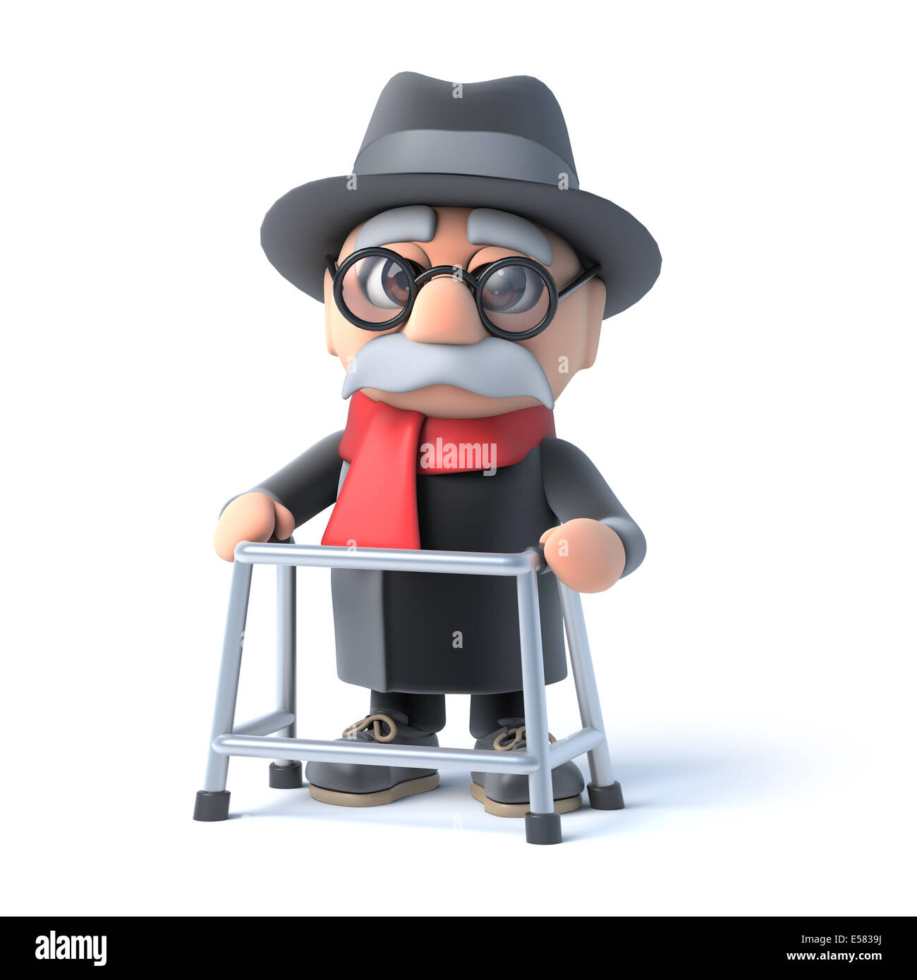 Cartoon old man walking frame hi-res stock photography and images - Alamy