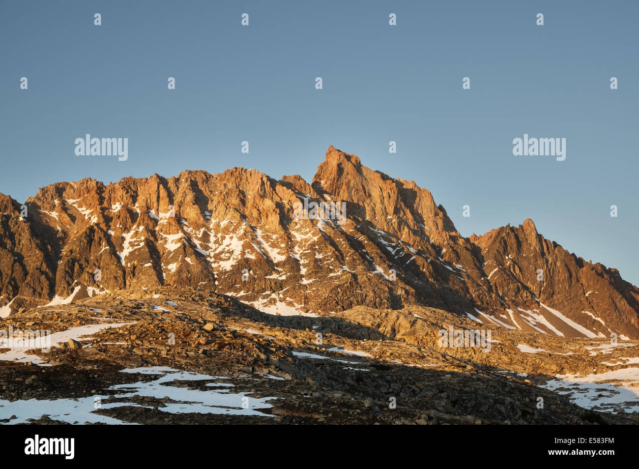 Mount Humphreys from the west in the evening lit by the last golden ...