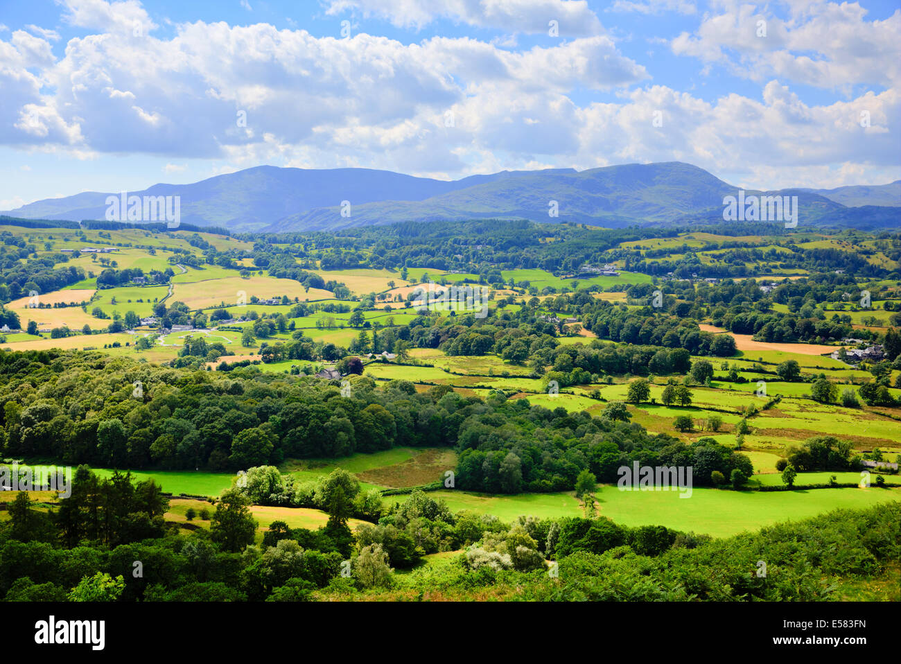Hawkshead countryside view Lake District National Park England uk on a ...