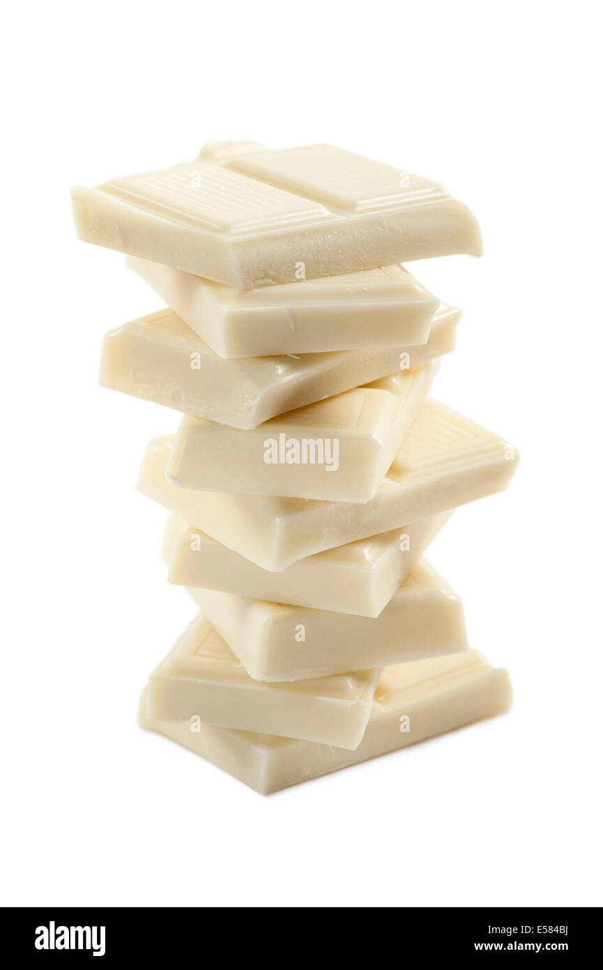 white chocolate block, on white background Stock Photo - Alamy
