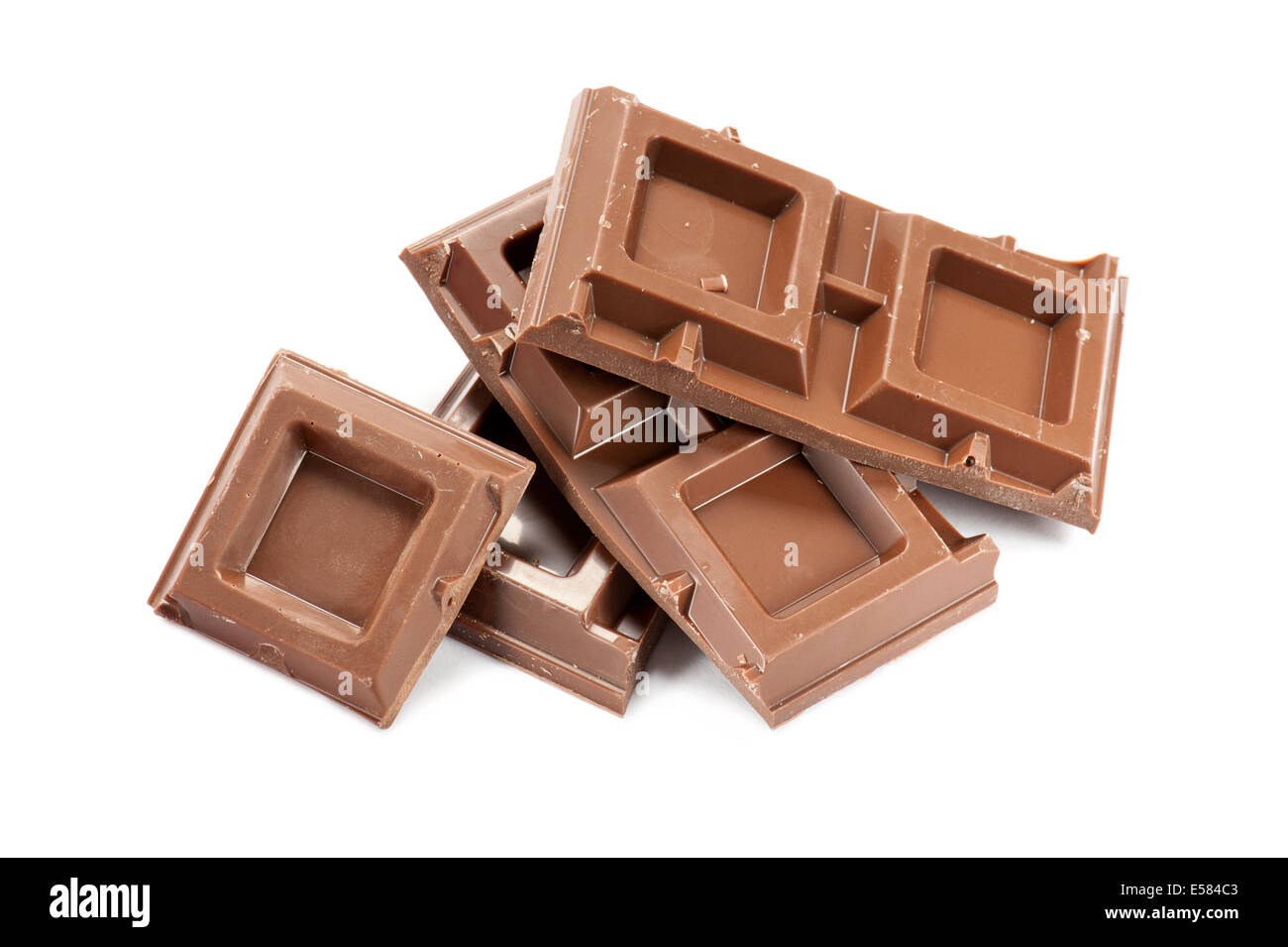 chocolate blocks, on white background Stock Photo - Alamy