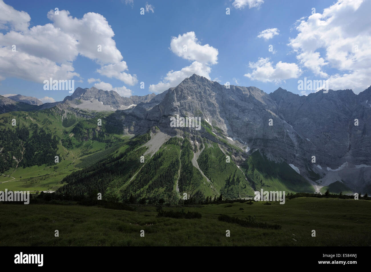 Eng valley and surrounding mountains, Karwendel, Austria Stock Photo ...