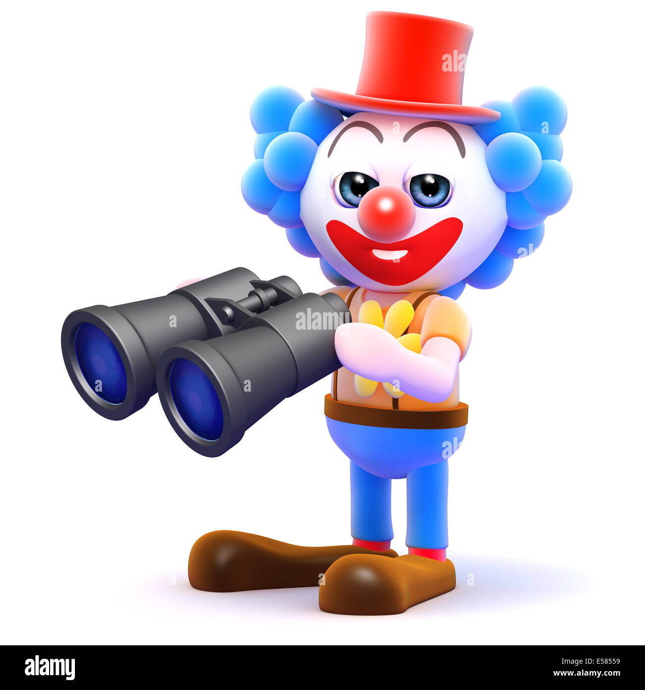 3d render of a clown with binoculars Stock Photo - Alamy