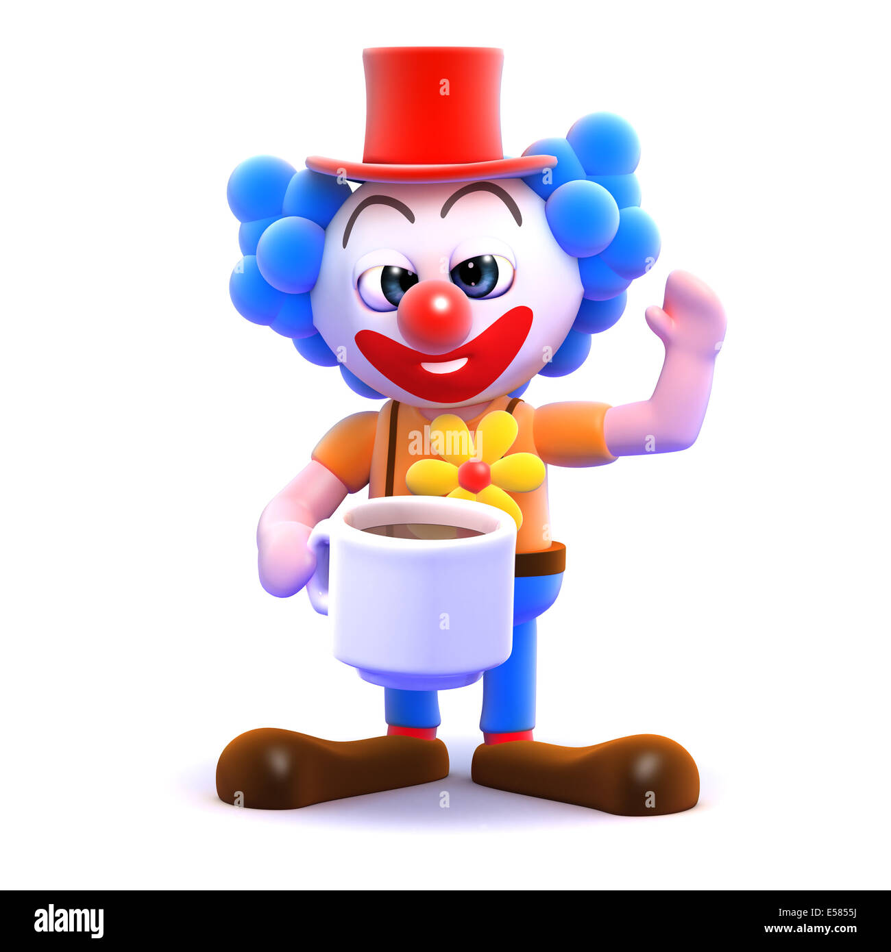 3d render of a clown drinking tea from a mug Stock Photo - Alamy