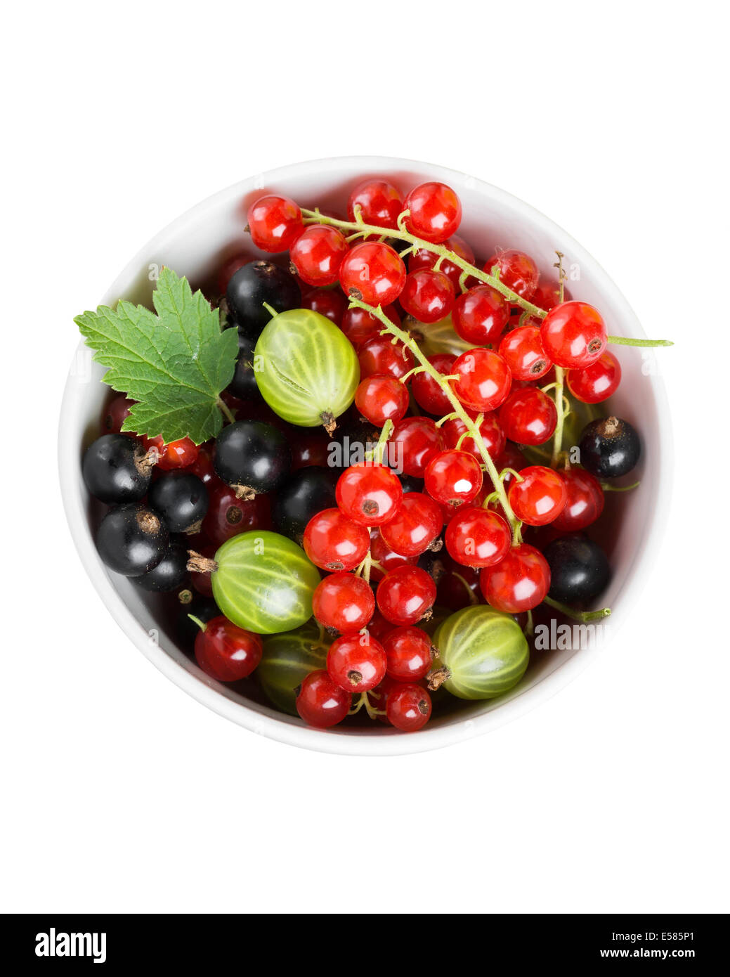 Fresh currants berries in bowl on white background. Healthy food Stock ...