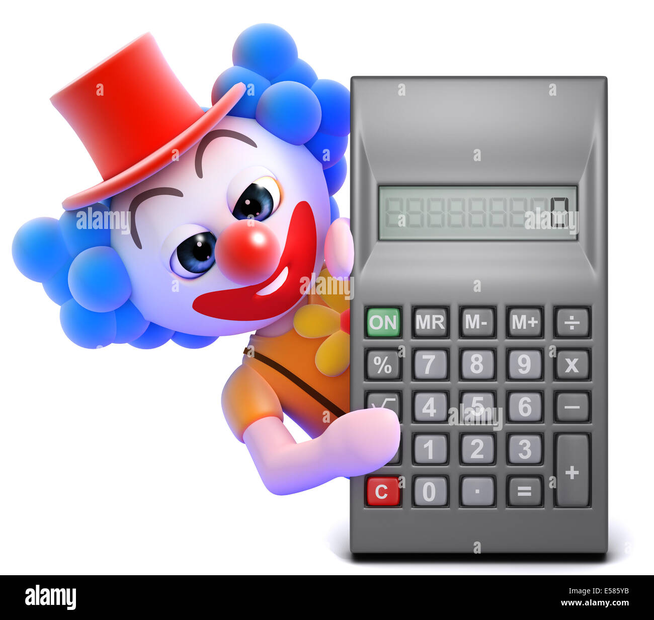 3d render of a clown hiding behind a calculator Stock Photo - Alamy
