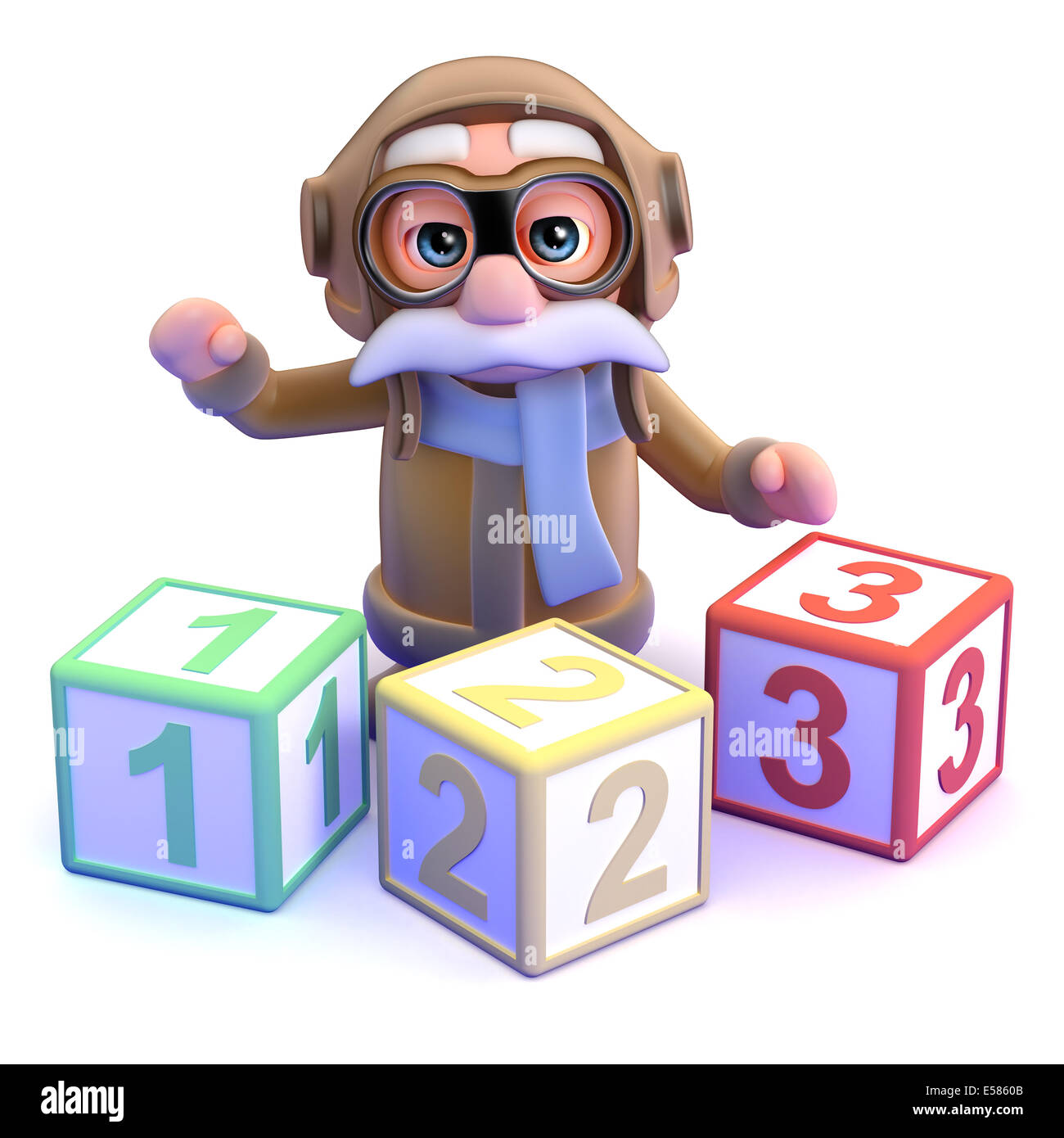 3d render of a pilot with counting blocks Stock Photo - Alamy