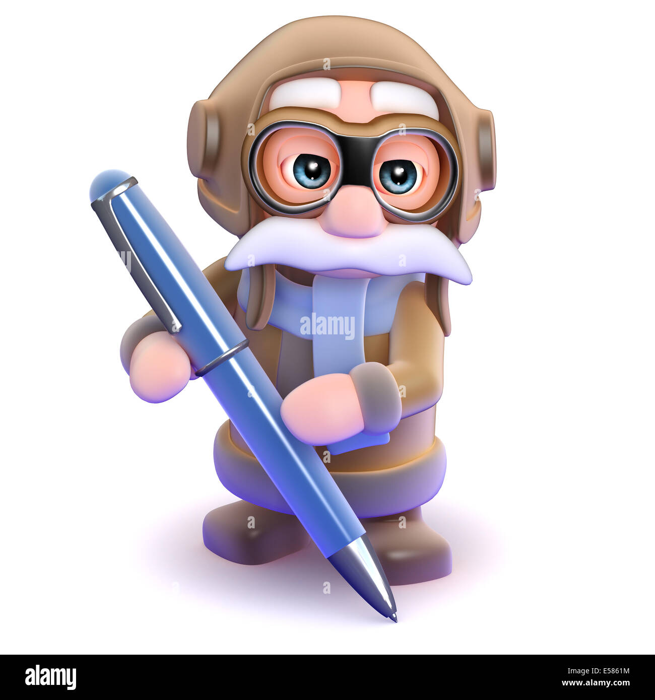 3d render of a pilot writing with a pen Stock Photo - Alamy