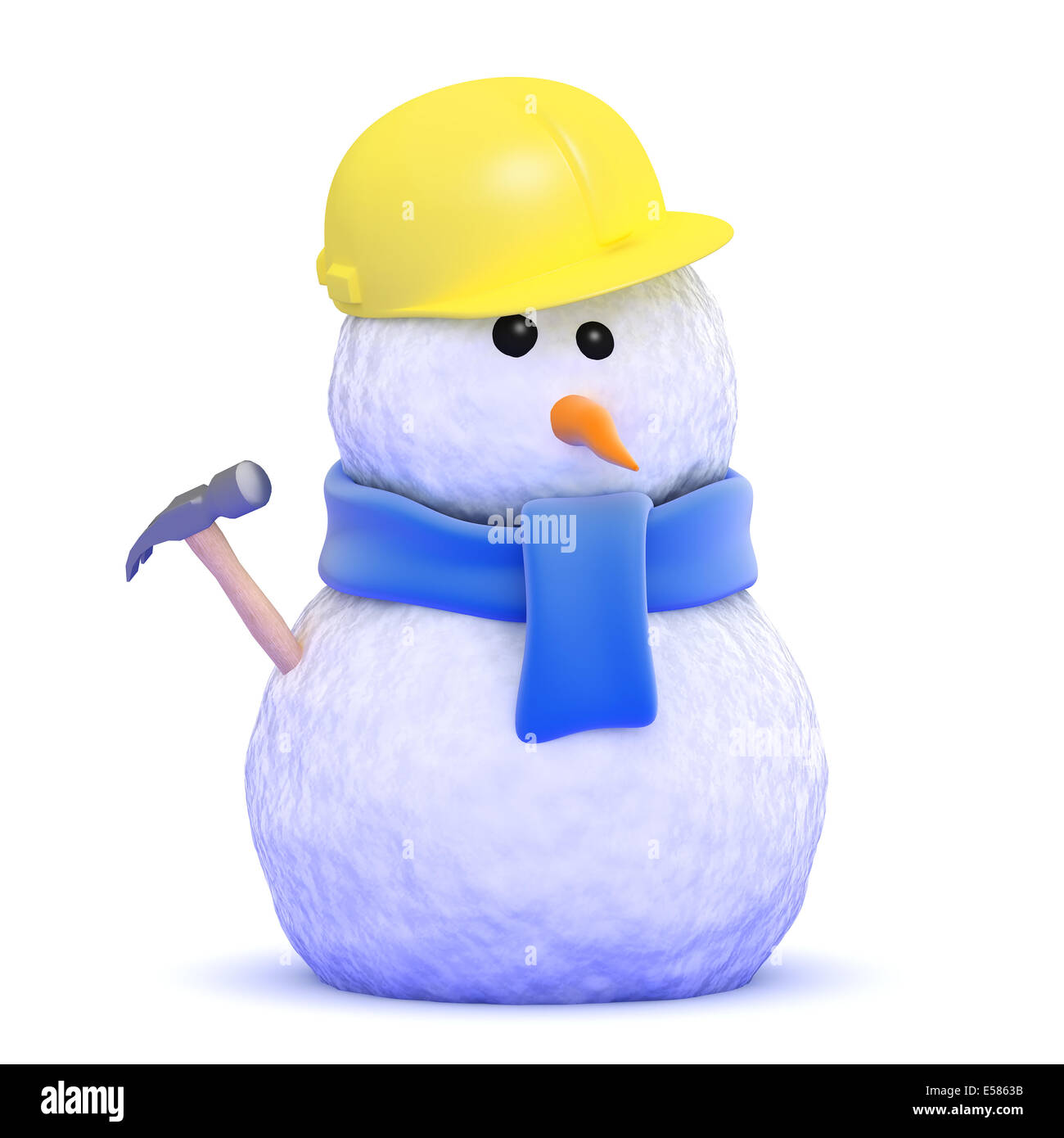 3d render of a snowman construction worker Stock Photo - Alamy