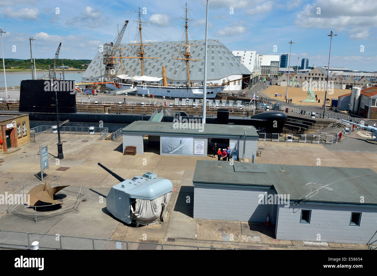 Chatham, Kent, England, UK. Chatham Historic Dockyard. View from the ...