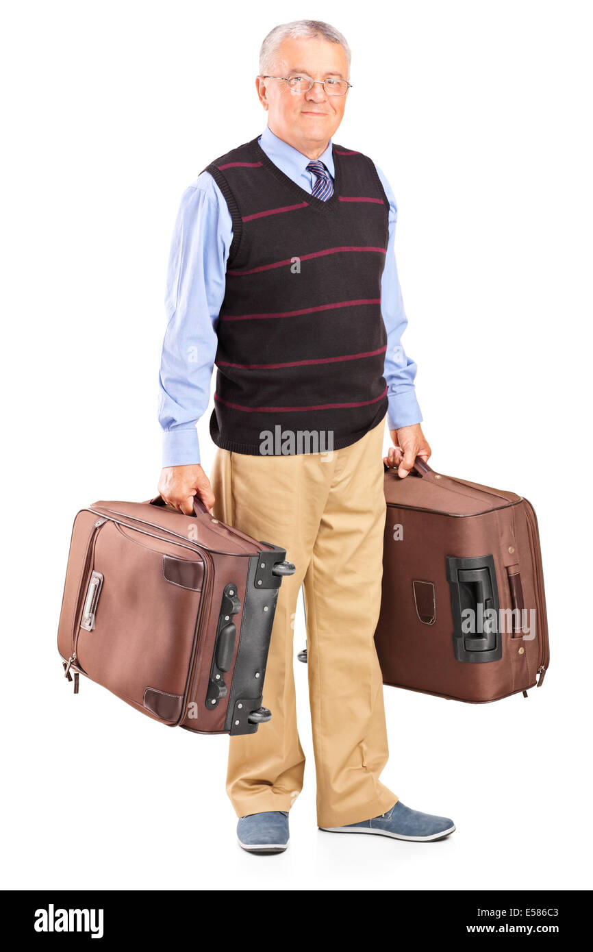 Full length portrait of a senior gentleman carrying two bags Stock ...