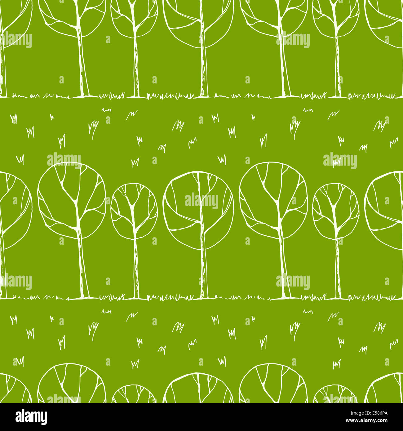 Decorative trees, abstract sketchy seamless vector background Stock ...
