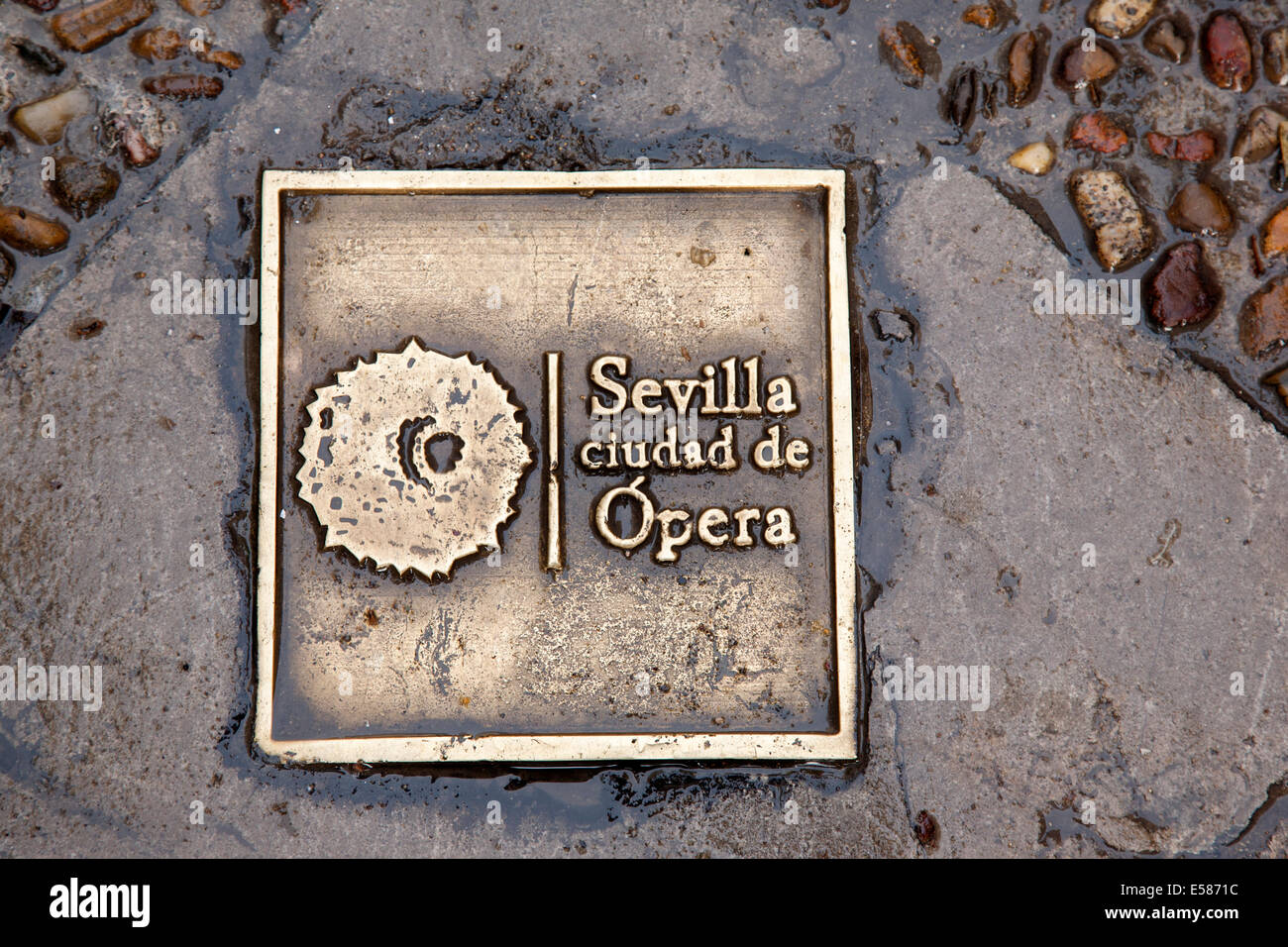 Seville Opera Walking Circuit Sign, Seville - Sevilla, Spain Stock ...