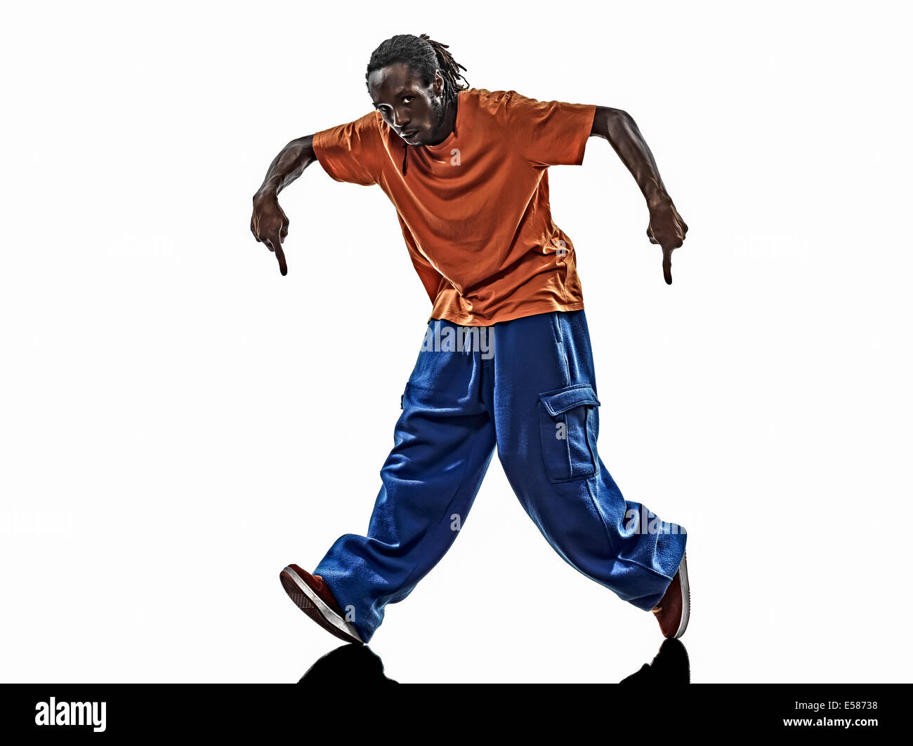 one hip hop acrobatic break dancer breakdancing young man silhouette ...