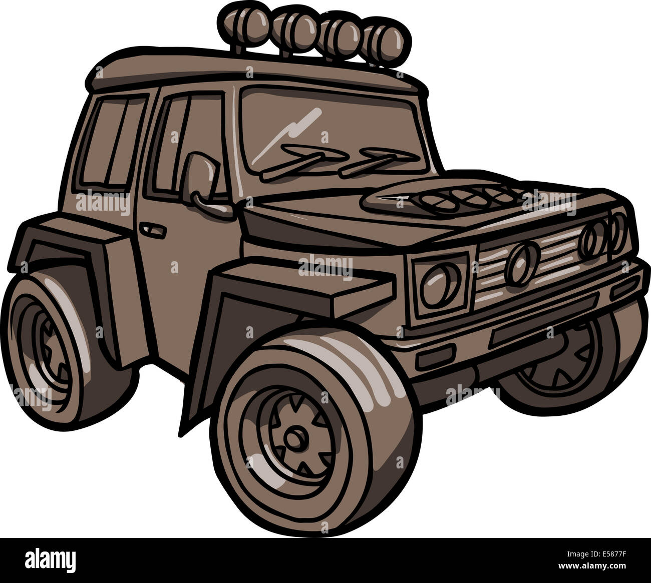 Illustration of a cartoon off-road vehicle. Isolated Stock Photo - Alamy