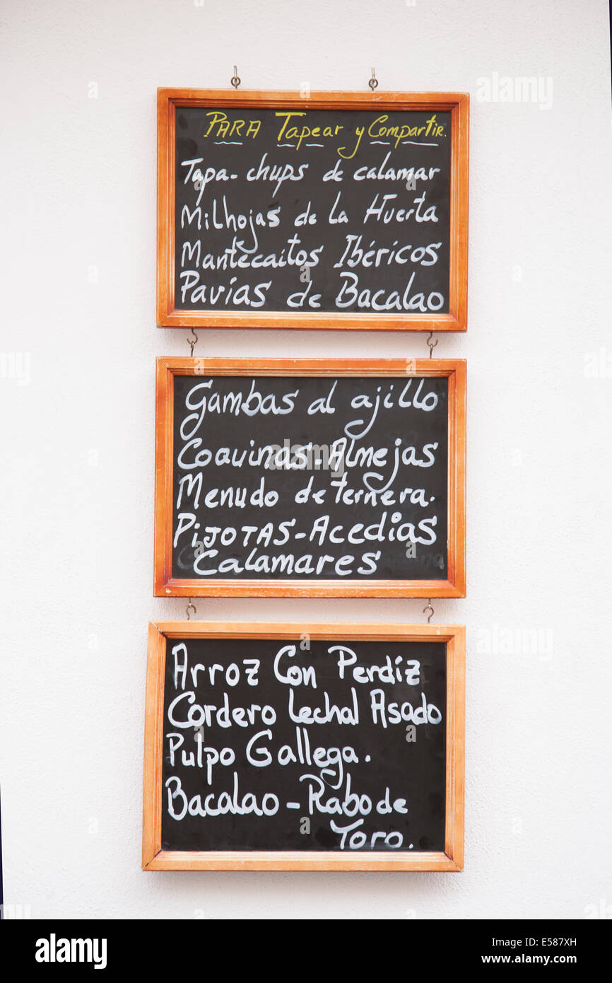 Menu Sign, Seville - Sevilla, Spain, Europe Stock Photo - Alamy