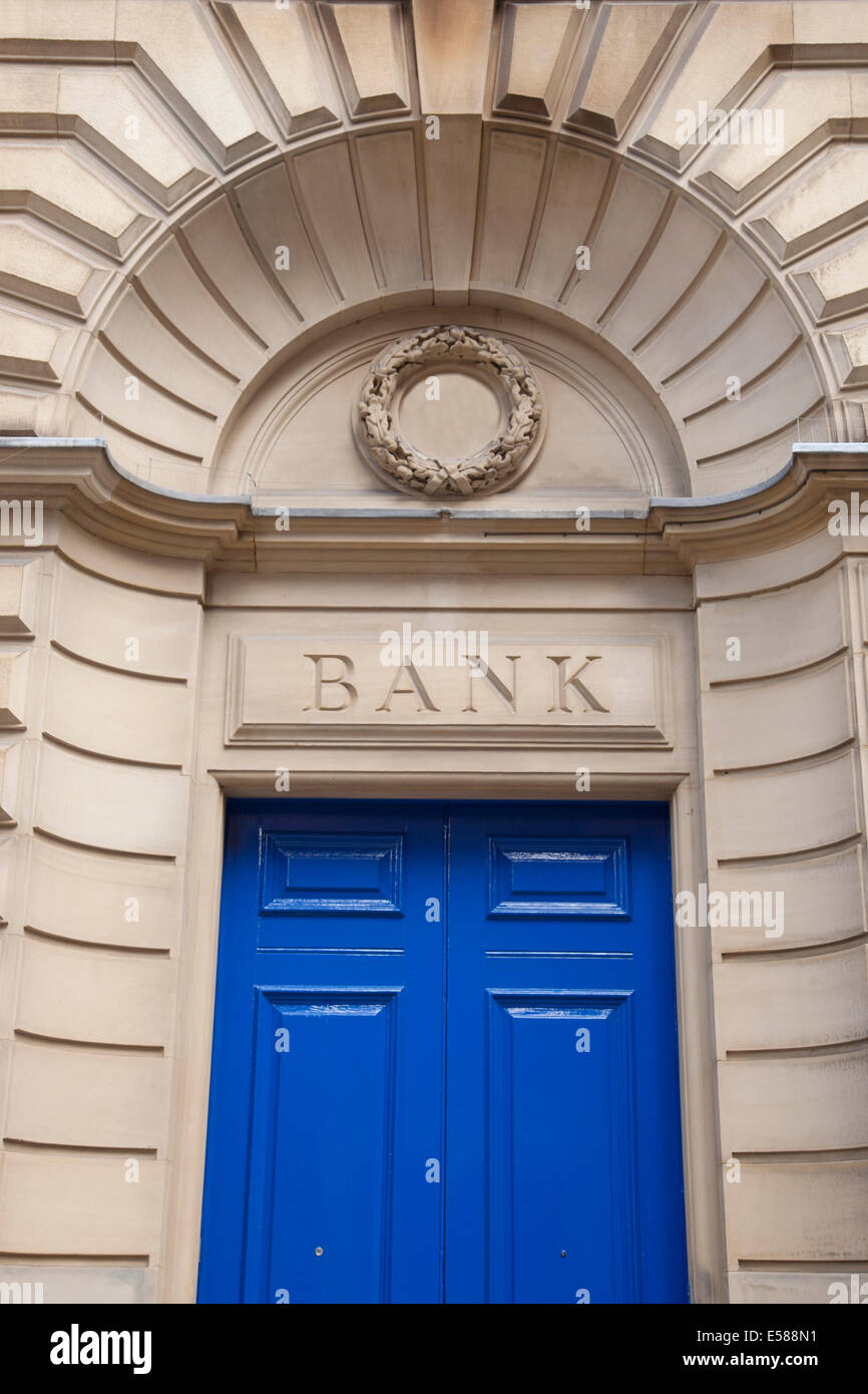 Bank Entrance on Yellow Stone Background Stock Photo - Alamy