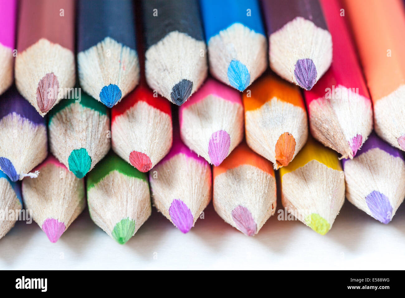 color pencils on white ,whit different colors Stock Photo - Alamy