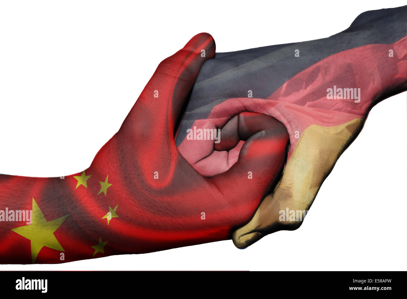 Diplomatic handshake between countries: flags of China and Germany ...