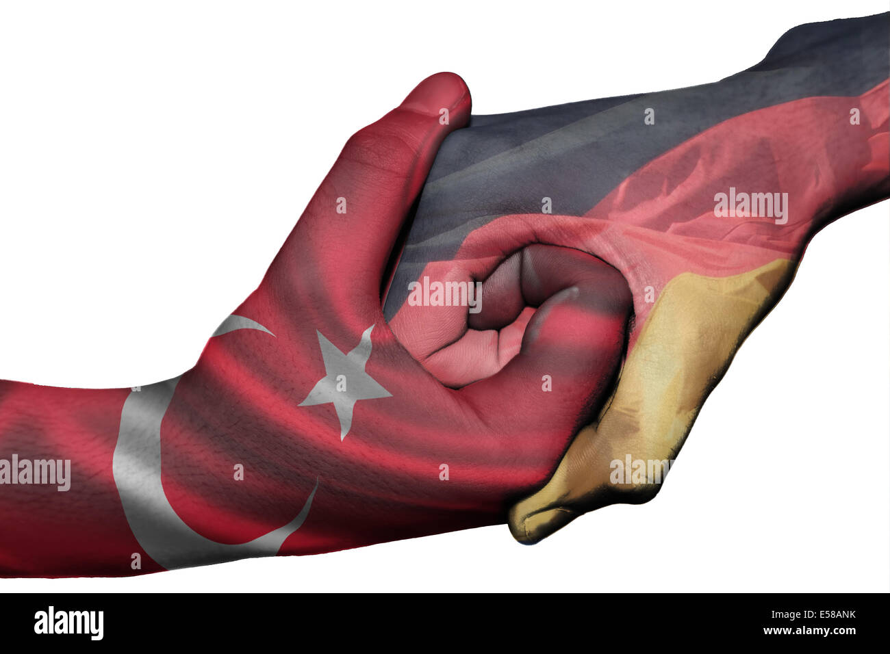 Diplomatic handshake between countries: flags of Turkey and Germany ...