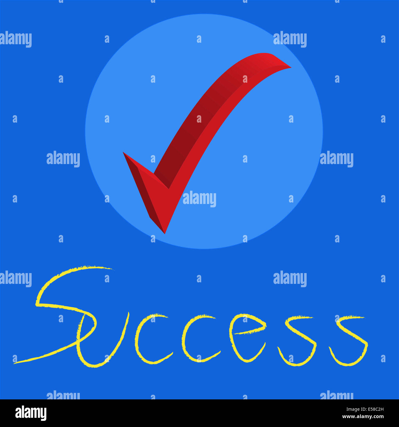success text with check mark on a blue background Stock Photo - Alamy