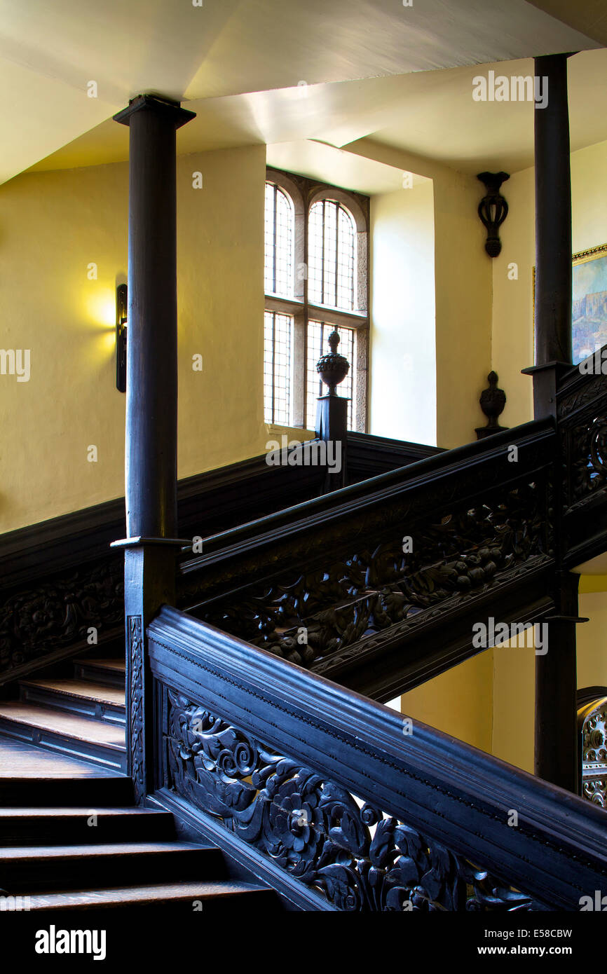 Detail of staircase, University College, Durham, Durham, UK Stock Photo ...