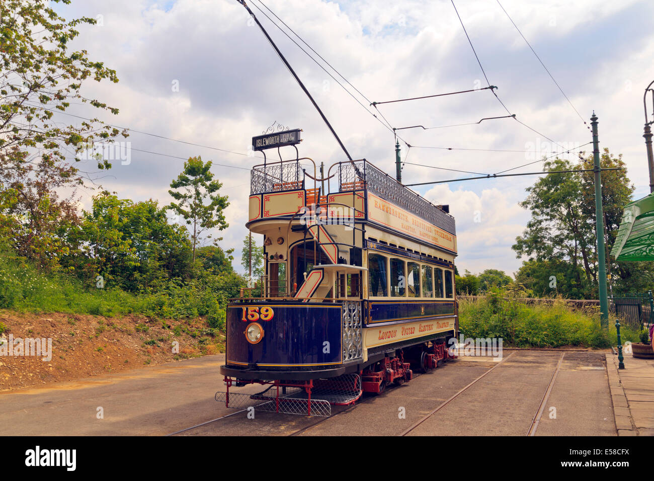 London Overhead Electric Tram Car at Crich Tramway Village Stock Photo ...
