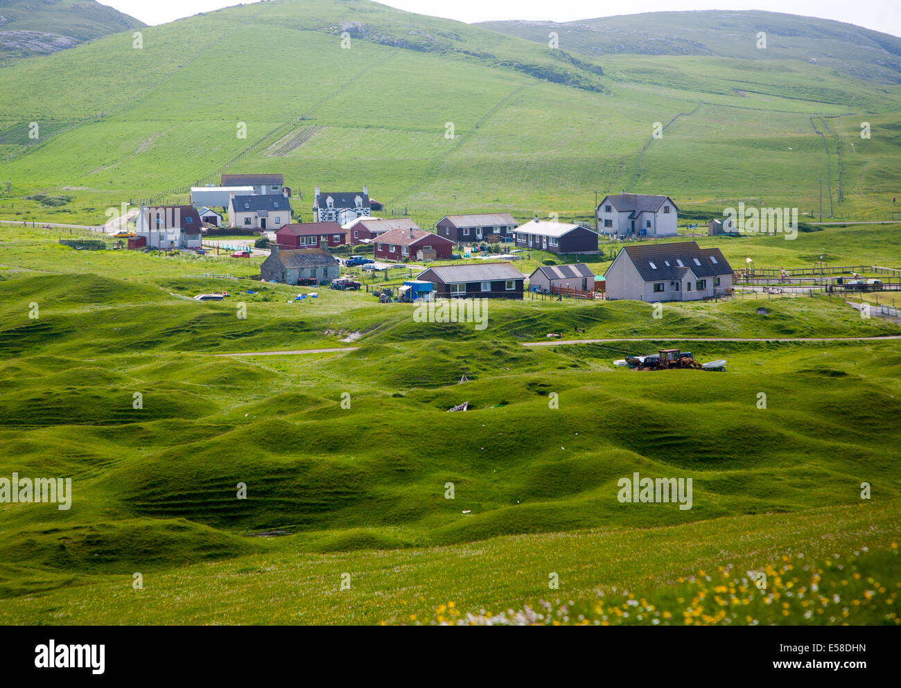 Houses in the crofting settlement village of Bhatarsaigh, Vatersay ...
